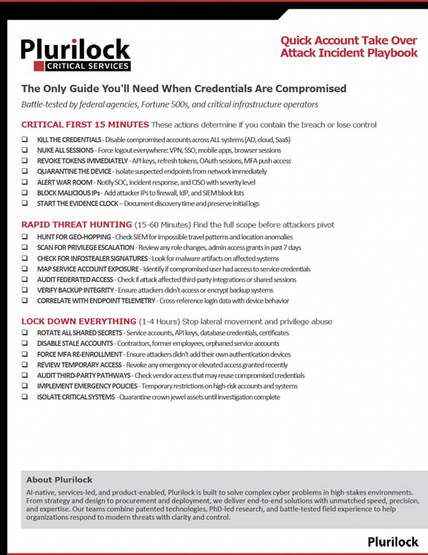 Free: Plurilock Account Takeover Response Playbook - Plurilock